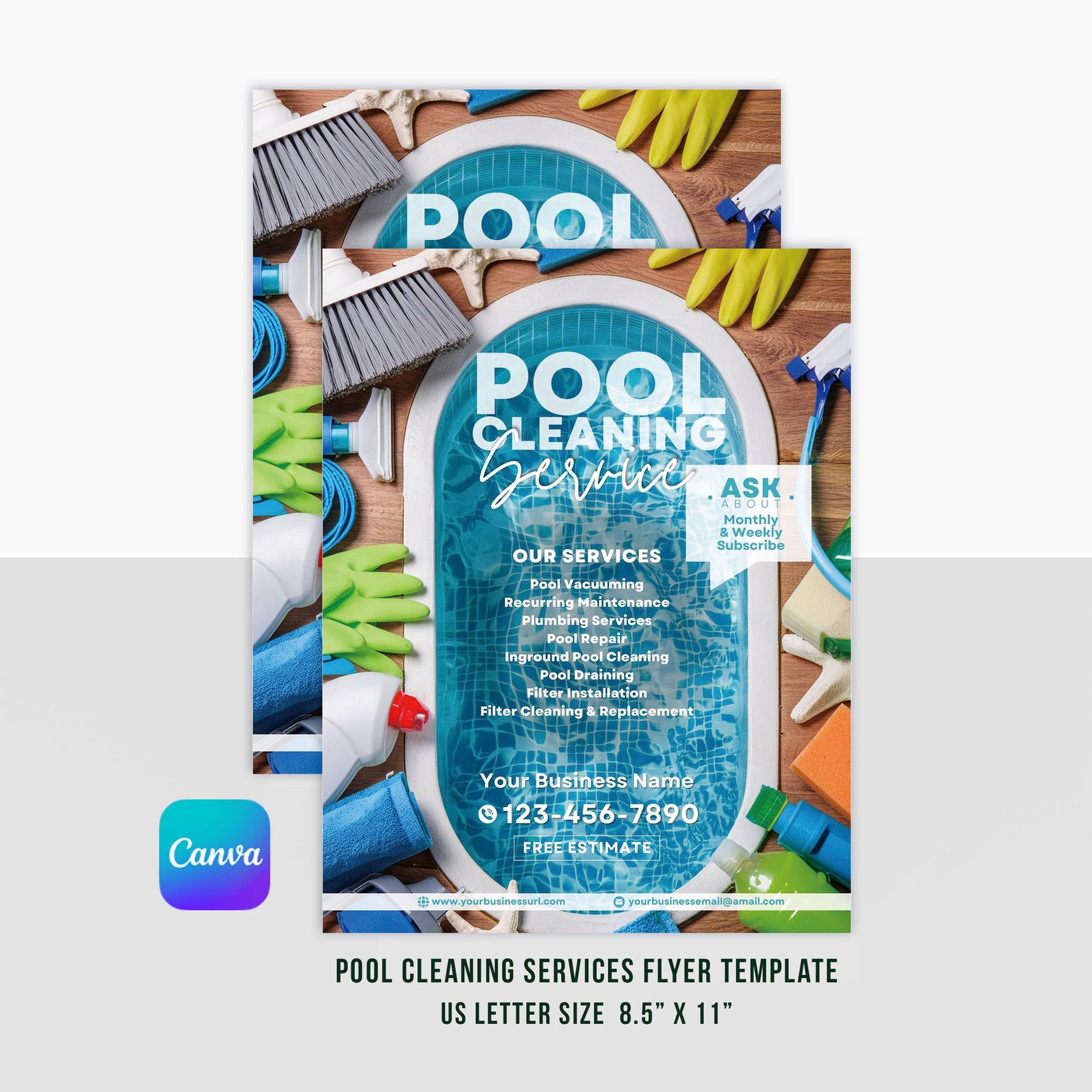 Pool Cleaning Service Flyer | Summertime Professional Clean Business ...