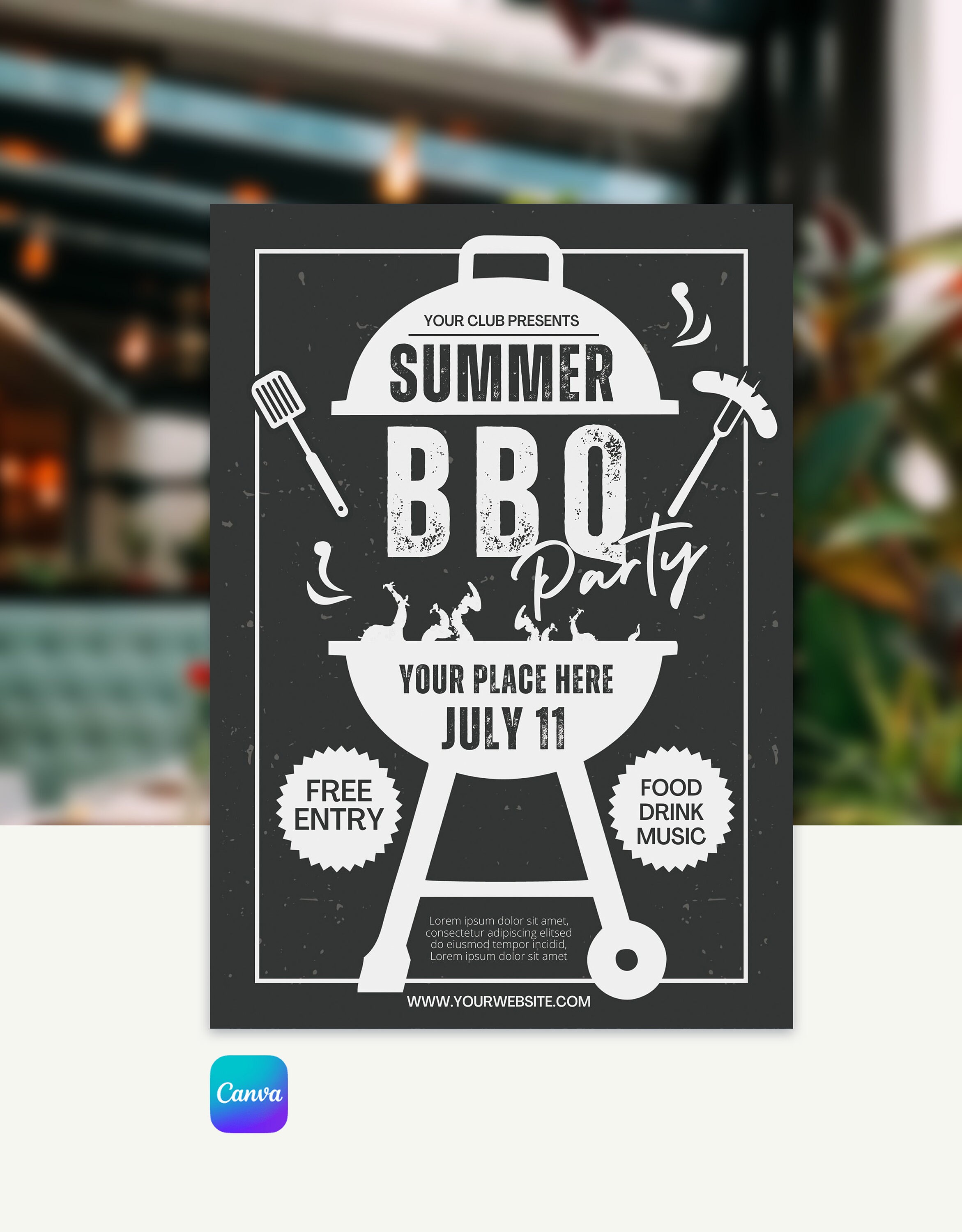 BBQ Flyer + Invitation Card Template | Editable | Printable | Adobe AI ...