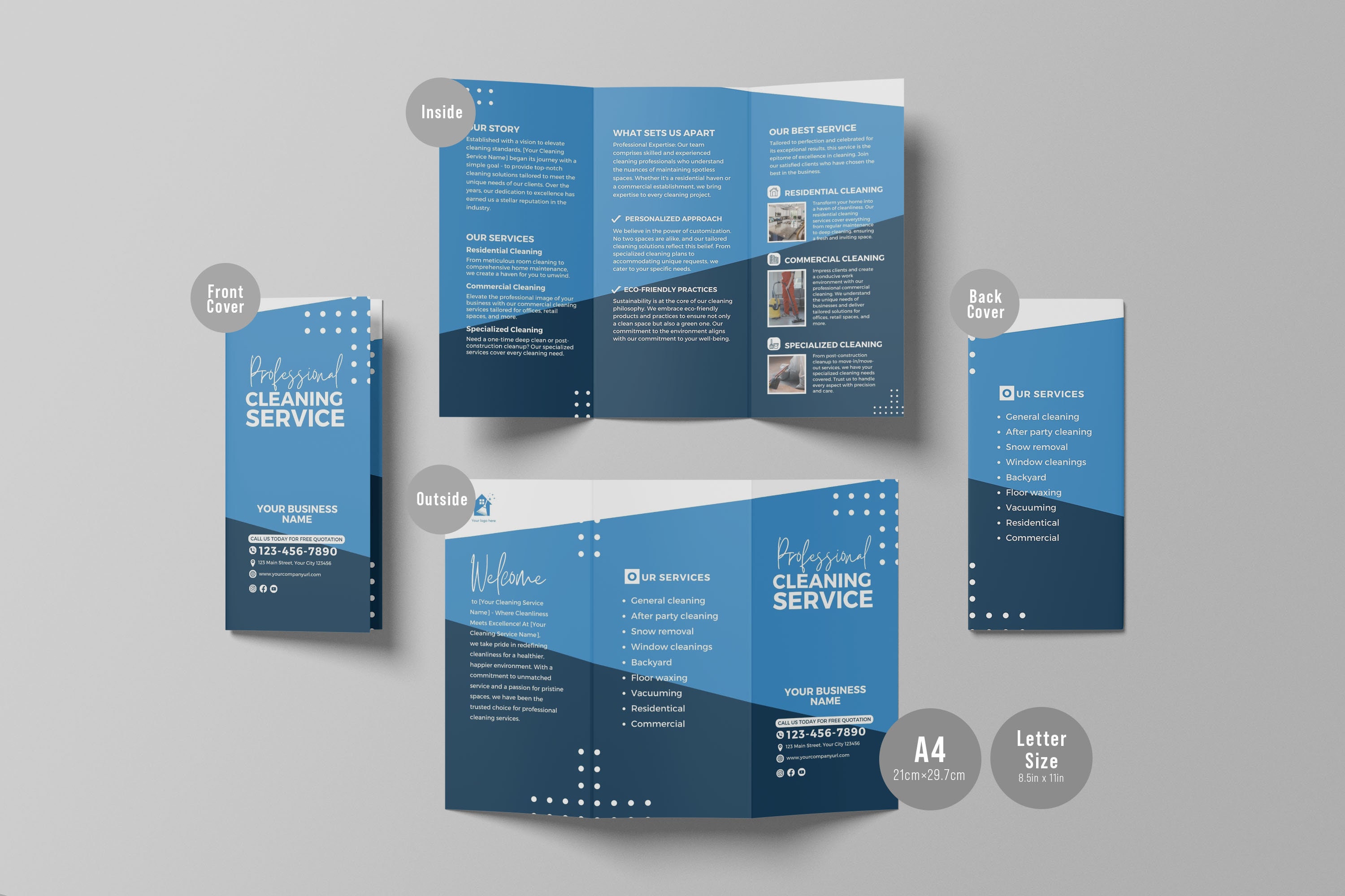 Template Bundle for Professional Cleaning Services Marketing | Trifold ...