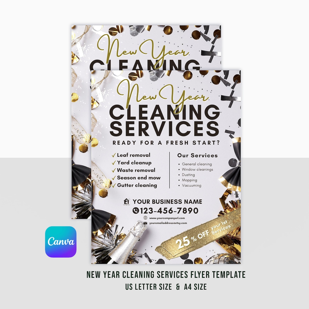 New Year Cleaning Services Flyer Template | Canva | US Letter & A4 Size ...