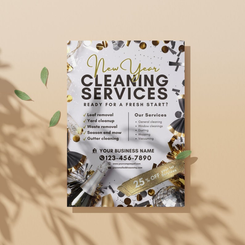 New Year Cleaning Services Flyer Template | Canva | US Letter & A4 Size ...