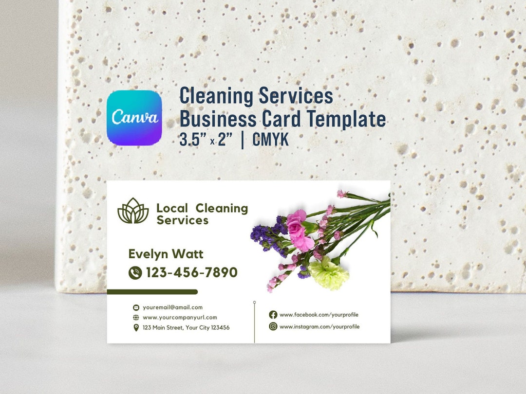 Cleaning Service Business Card Template | Editable | Printable | Canva ...