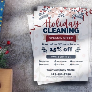 Holiday Cleaning Services Flyer Template Canva 8.5 X 11 Inch Clean ...