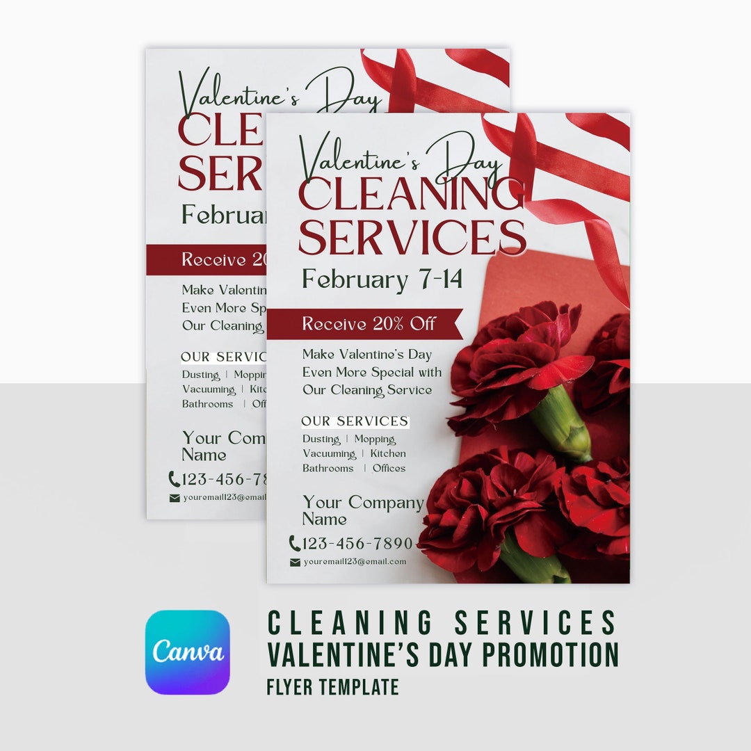 Valentine's Day Cleaning Services Flyer Template | Canva | 8.5 X 11 ...