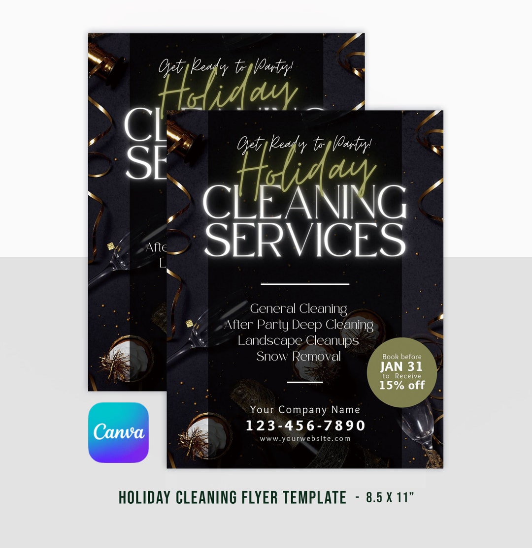Holiday Cleaning Services Flyer Template | Canva | 8.5 X 11 Inch ...