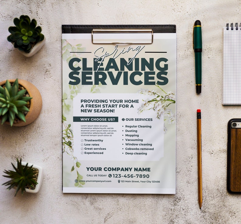 Spring Cleaning Service Printable Flyer | Professional Clean Business ...