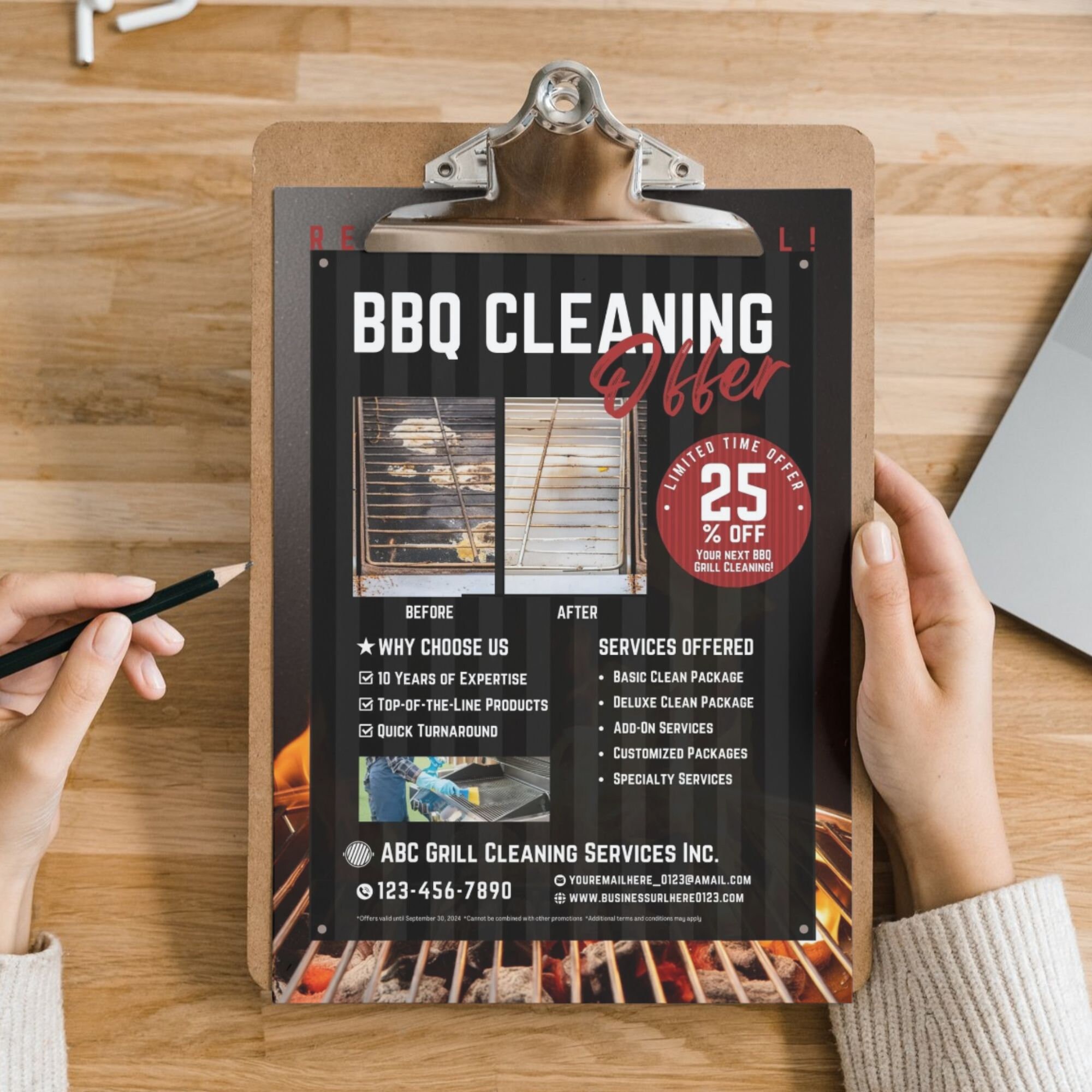 BBQ Grill Cleaning Services Flyer | Professional Clean Business Offer ...