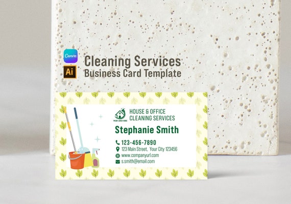 Cleaning Service Business Card Template Editable Printable - Etsy