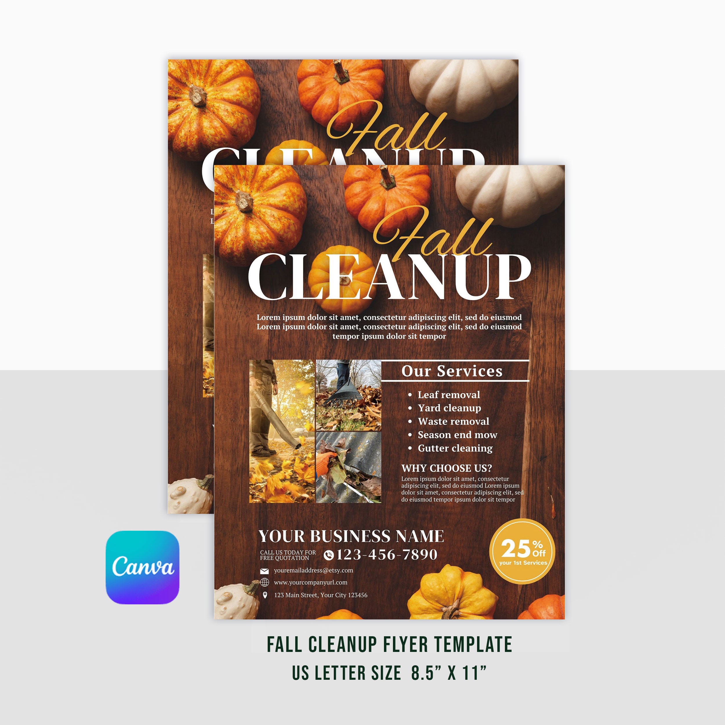 Fall Cleanup Flyer Template | Canva | US Letter Size 8.5" X 11 ...
