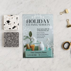 Holiday Cleaning Services Flyer Template Canva 8.5 X 11 Inch Clean ...