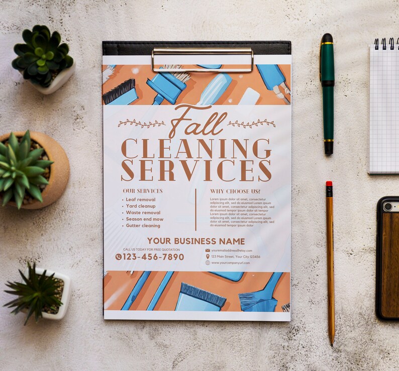 Fall Cleaning Services Flyer Template Canva US Letter Size - Etsy