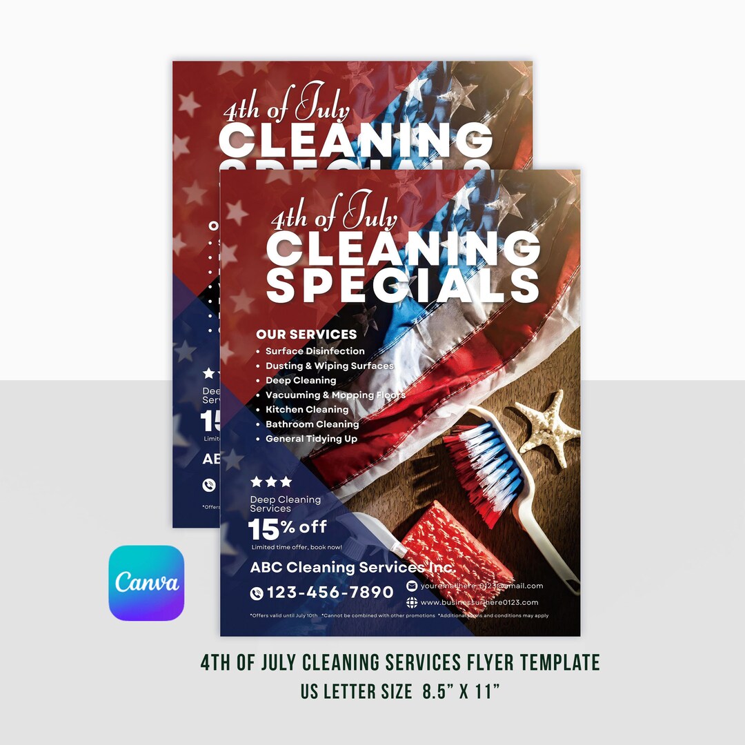 4th of July Cleaning Service Flyer | Independence Day Clean Business ...