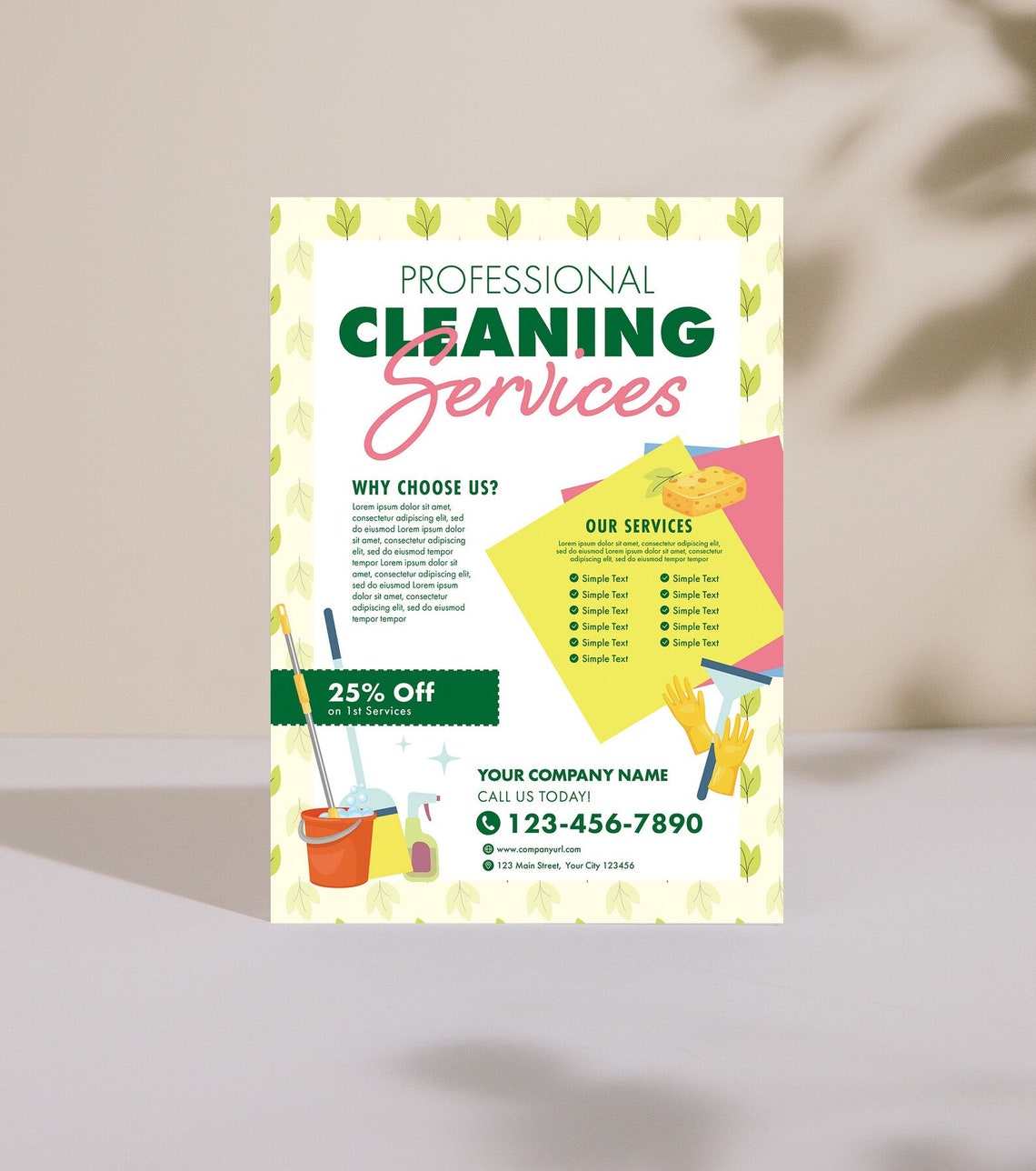 Cleaning Service Flyer Business Card Template Editable Printable Adobe ...
