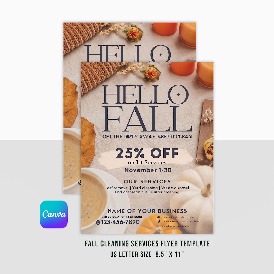Fall Cleaning Services Flyer Template | Canva | US Letter Size 8.5" X ...