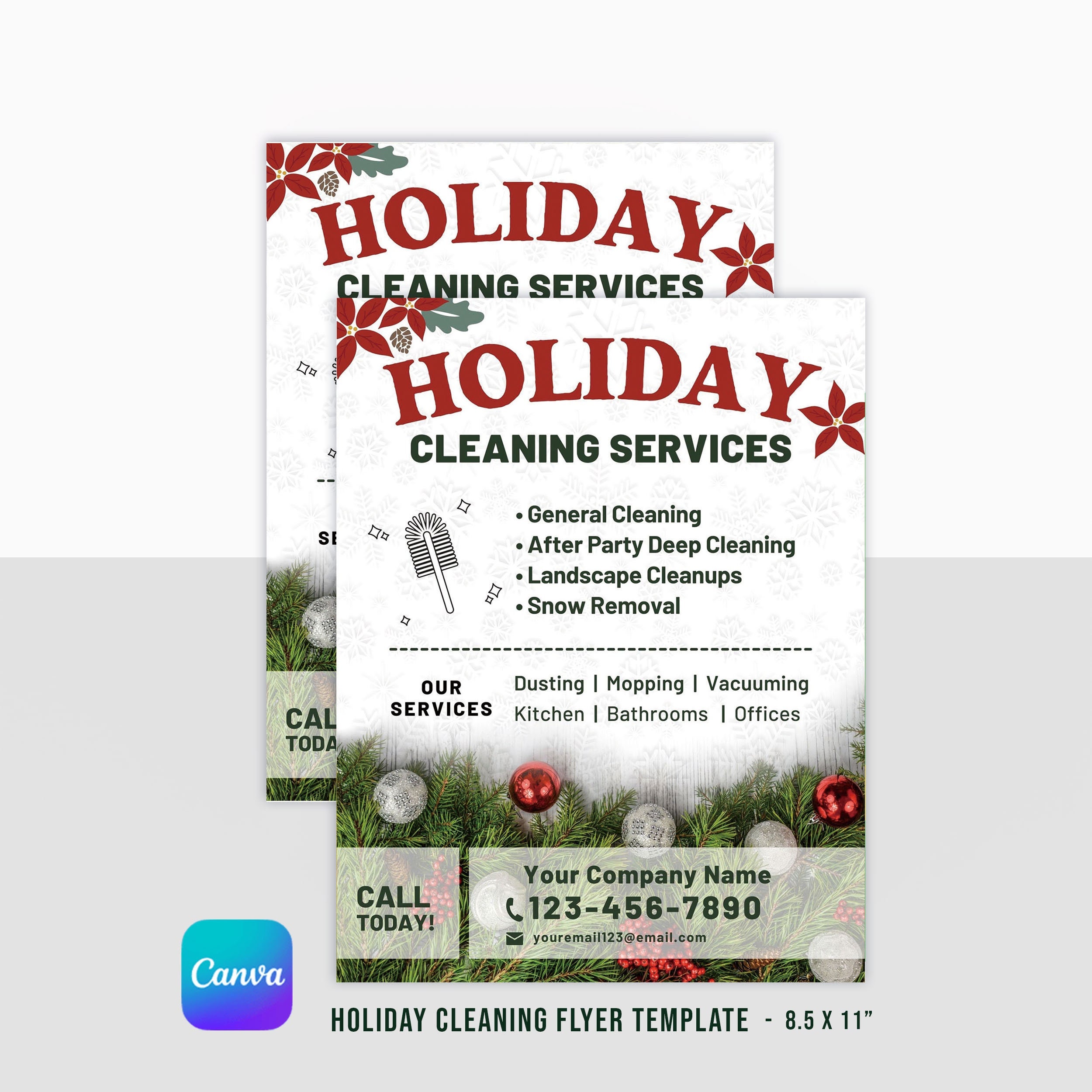 Holiday Cleaning Services Flyer Template | Canva | 8.5 X 11 Inch ...