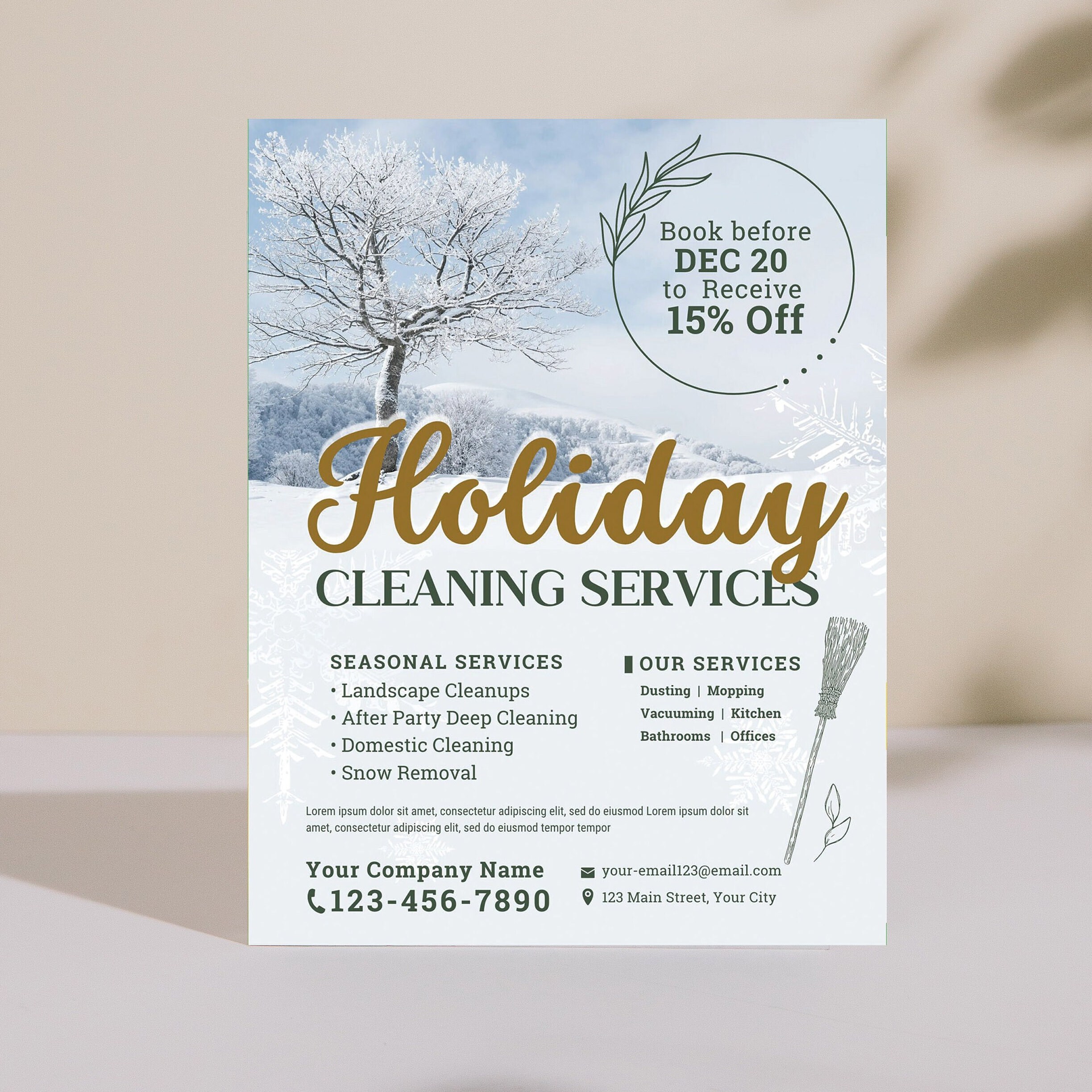 Holiday Cleaning Services Flyer Template Canva 8.5 X 11 Inch Clean ...