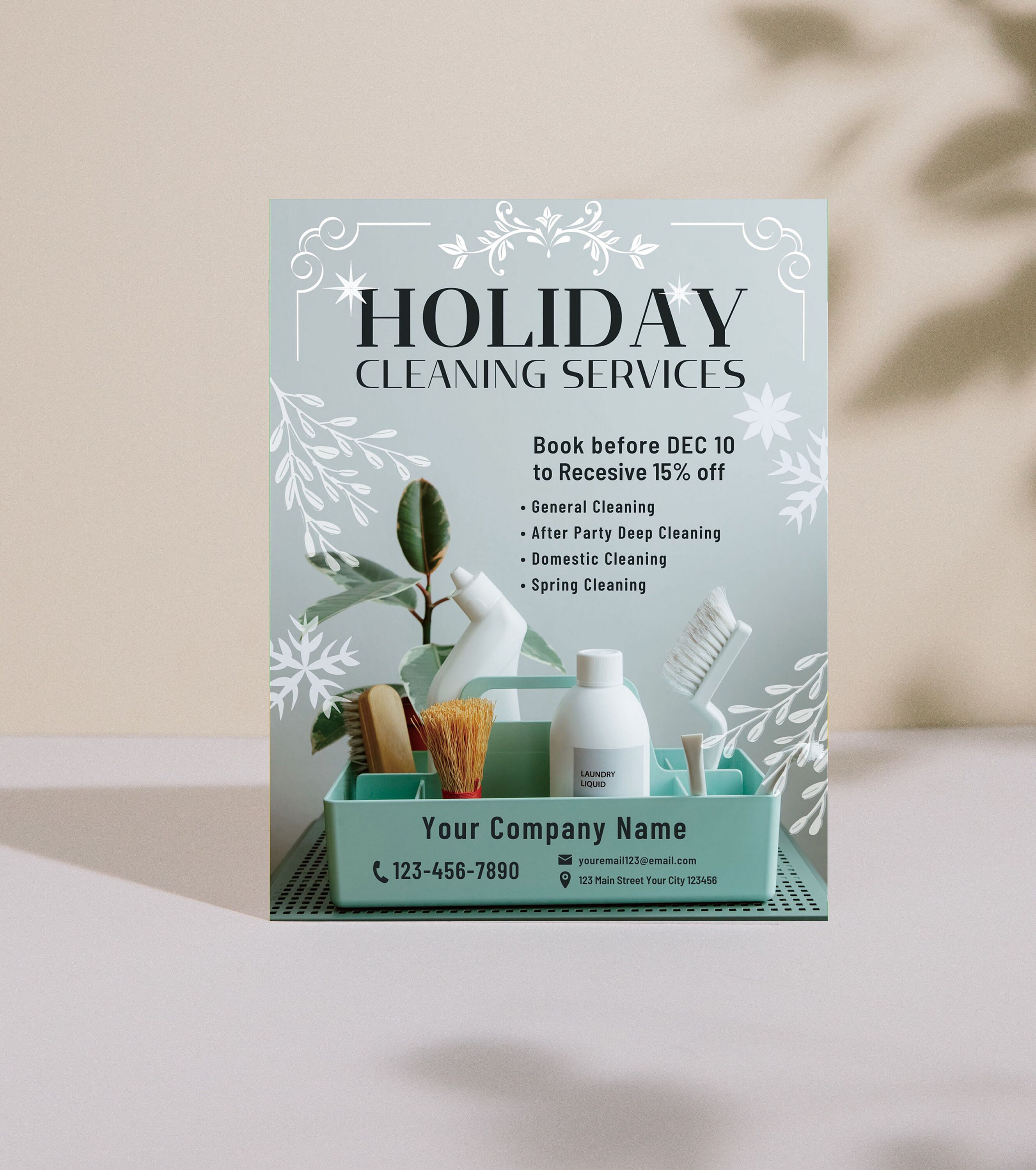 Holiday Cleaning Services Flyer Template Canva 8.5 X 11 Inch Clean ...