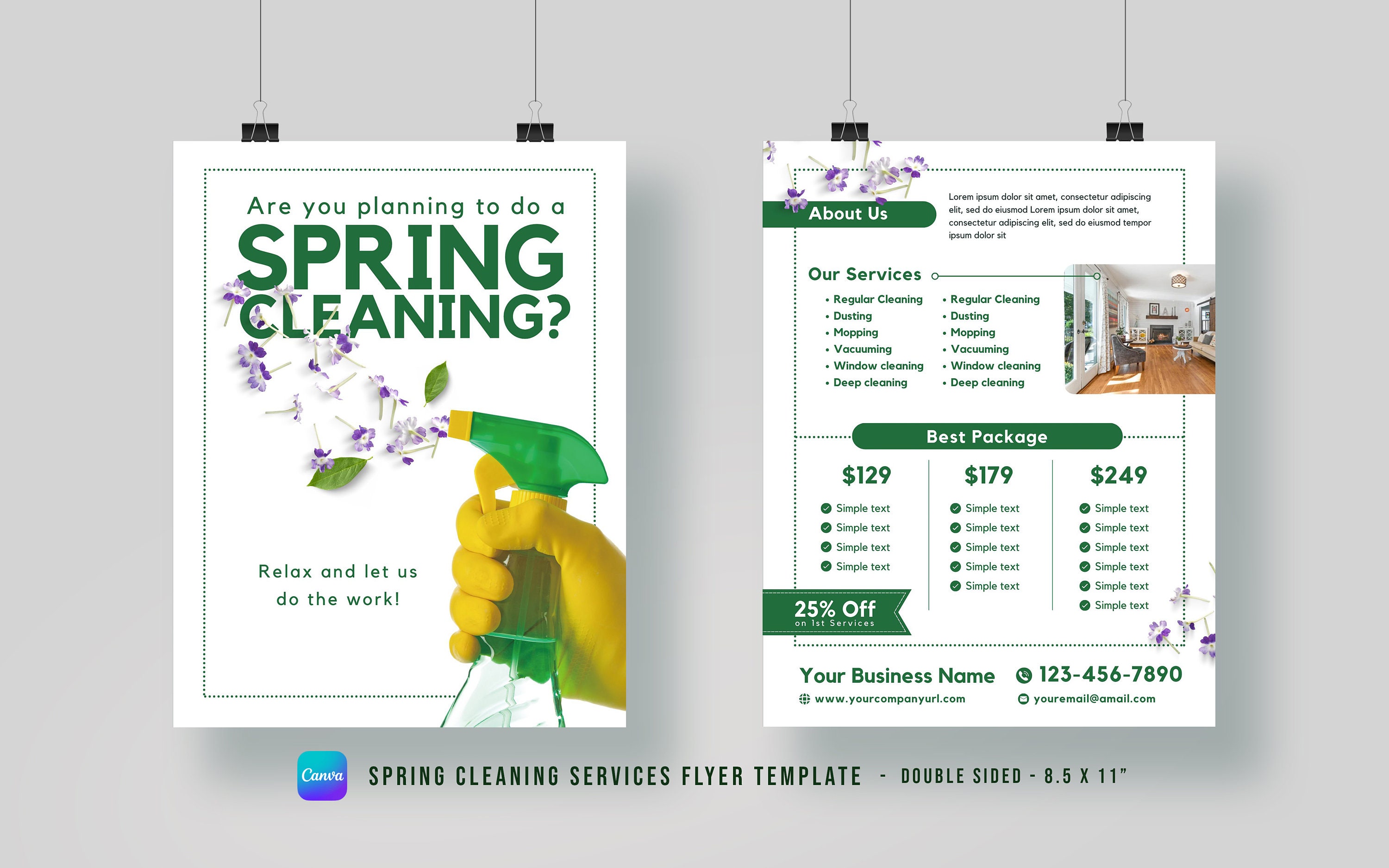 Double Sided Spring Cleaning Service Flyer | Editable Business ...