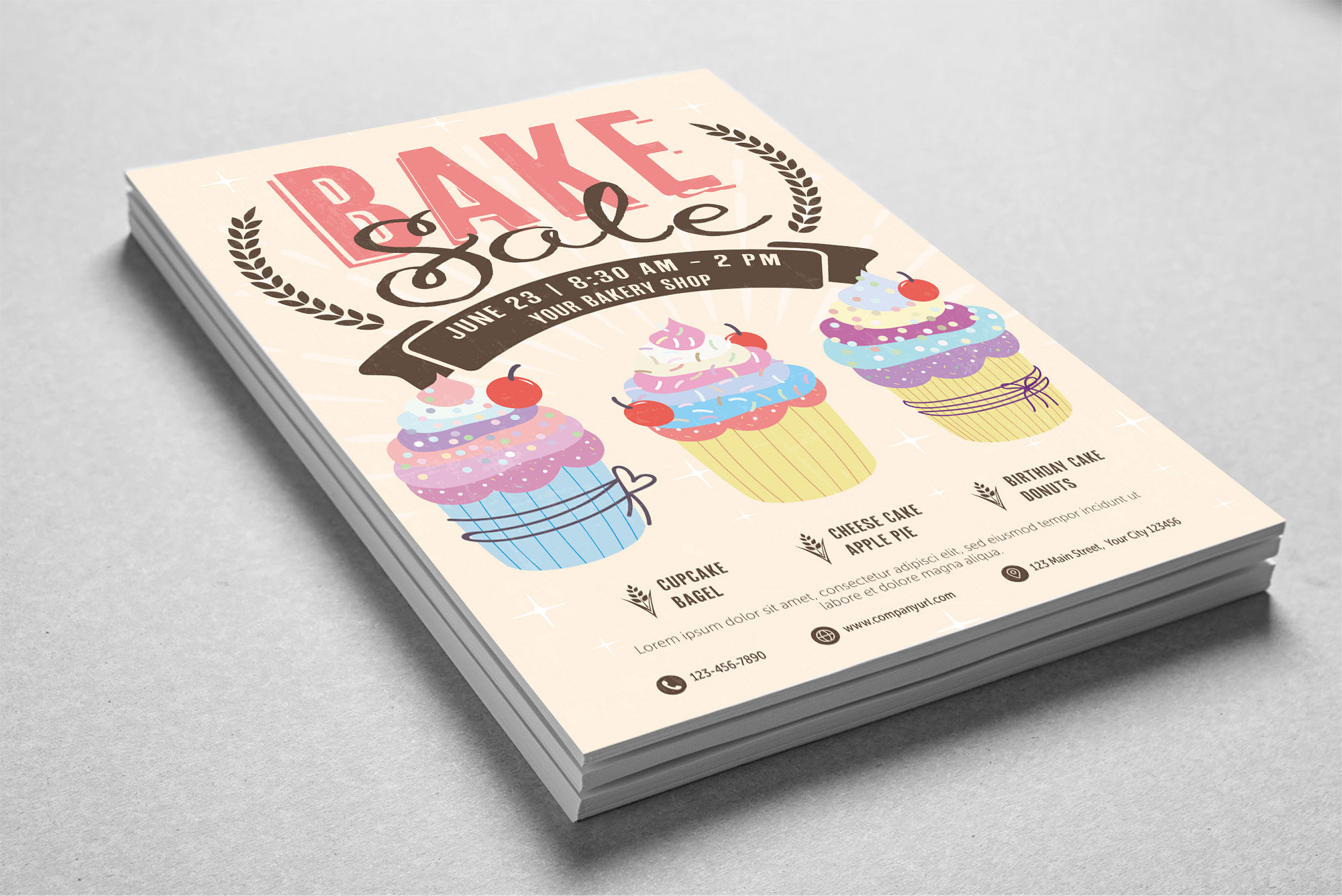 Bake Sale Printable Flyer | Event Flyer Template | Bakery | AI & PSD ...