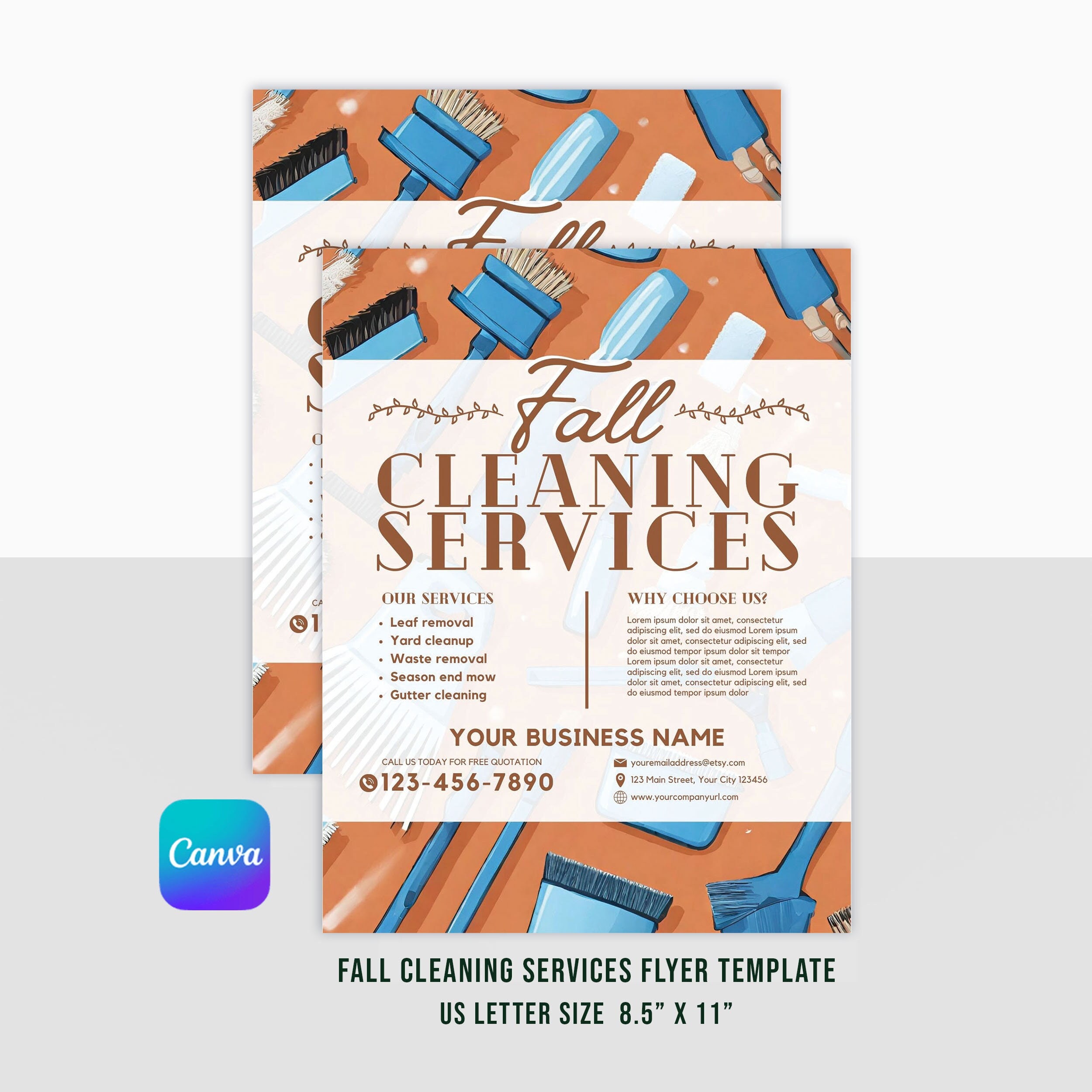 Fall Cleaning Services Flyer Template | Canva | US Letter Size 8.5" X ...