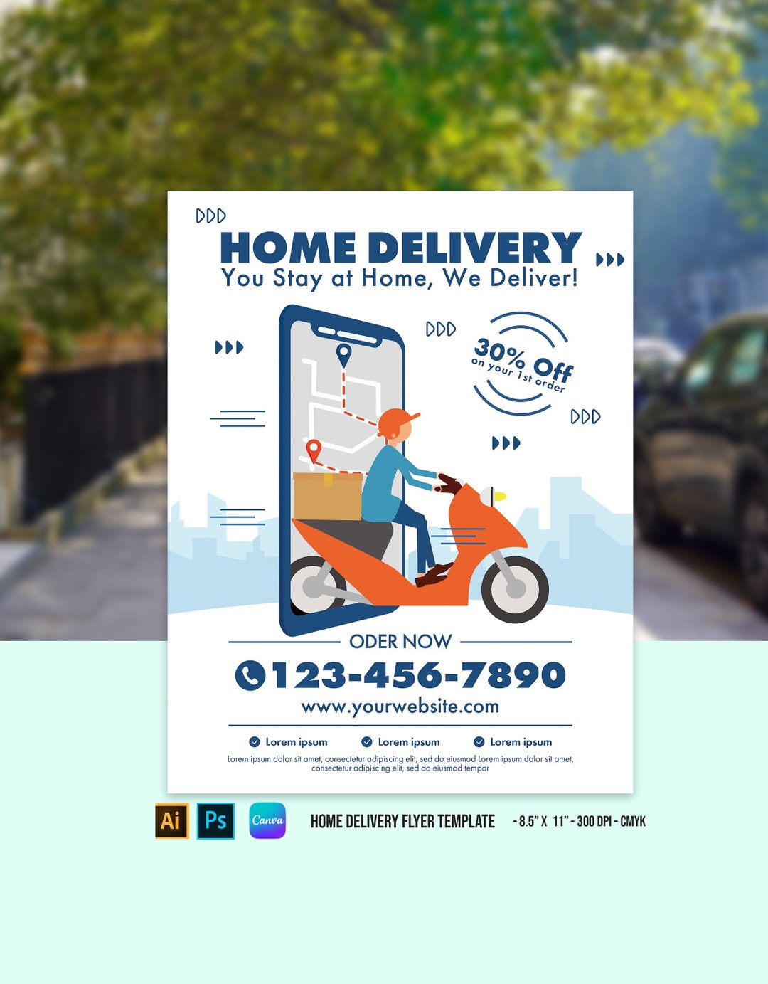 Home Delivery Service Printable Flyer Template | AI, PSD, Canva ...