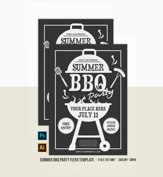 Summer BBQ Party Printable Flyer Event Flyer Template | Etsy