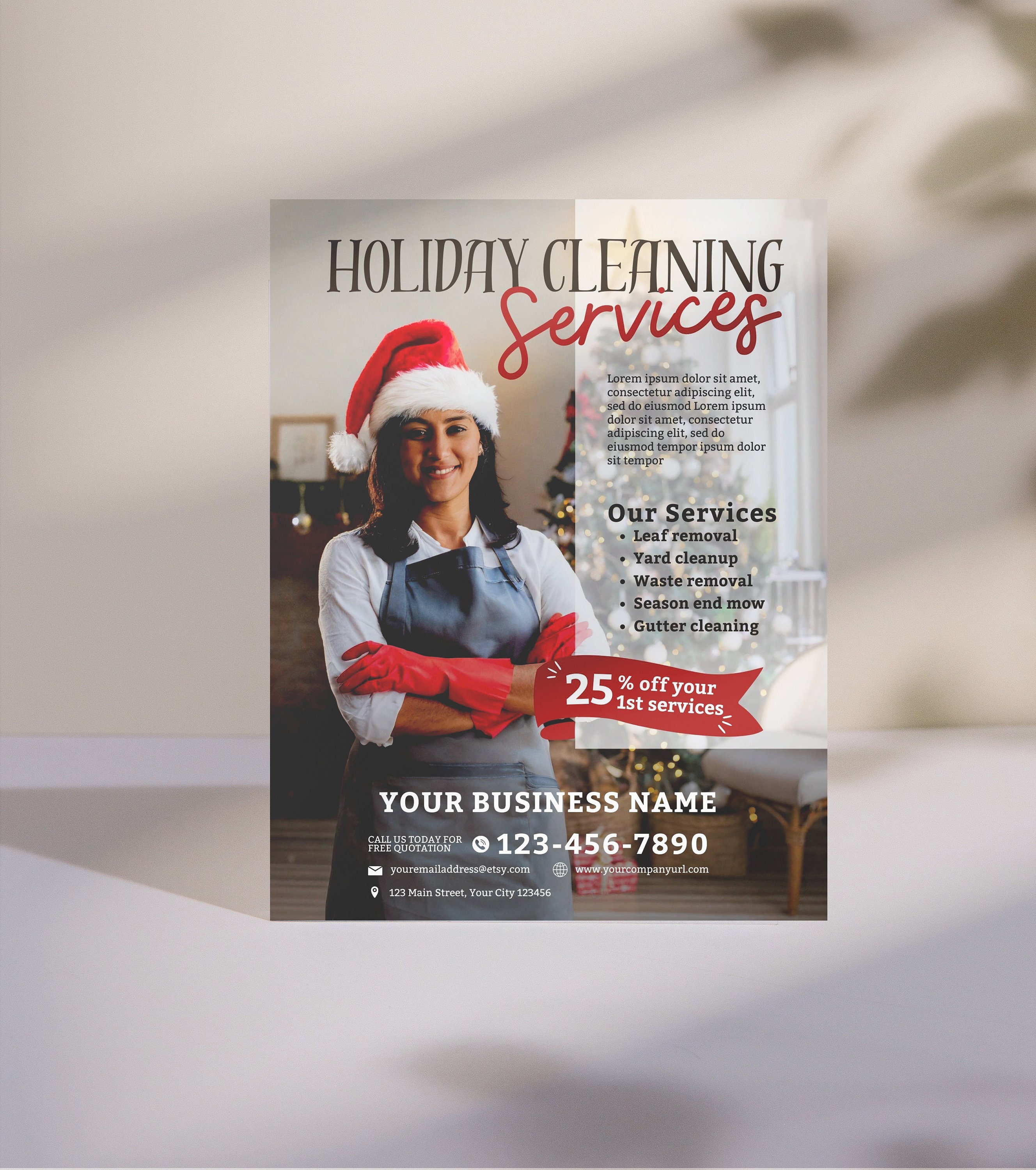 Holiday Cleaning Services Flyer Template Canva 8.5 X 11 Inch Clean ...