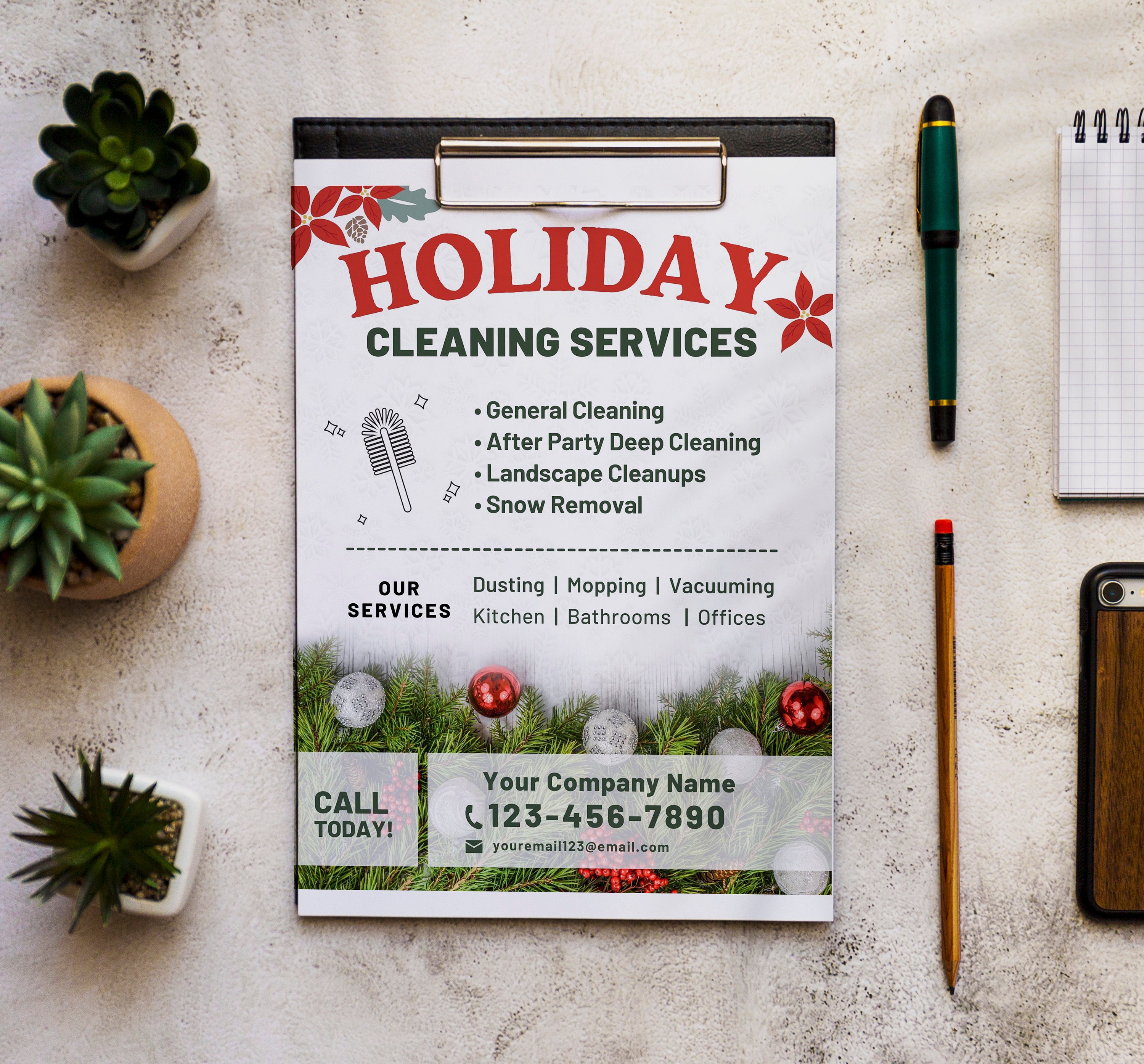 Holiday Cleaning Services Flyer Template | Canva | 8.5 X 11 Inch ...