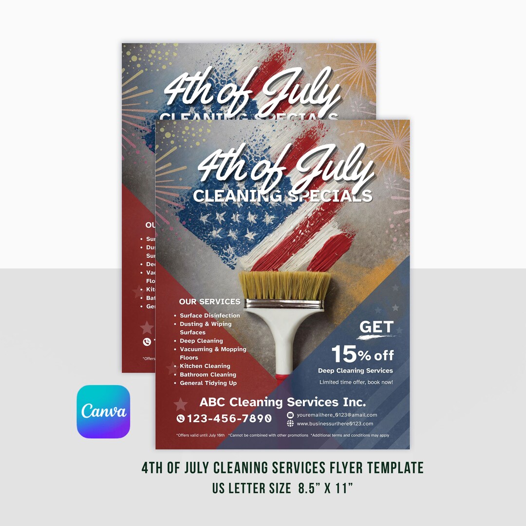 4th of July Cleaning Service Flyer Independence Day Clean Business ...