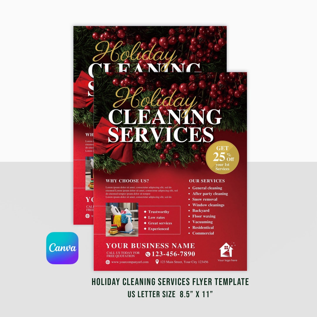Holiday Cleaning Services Flyer Template | Canva | 8.5 X 11 Inch ...