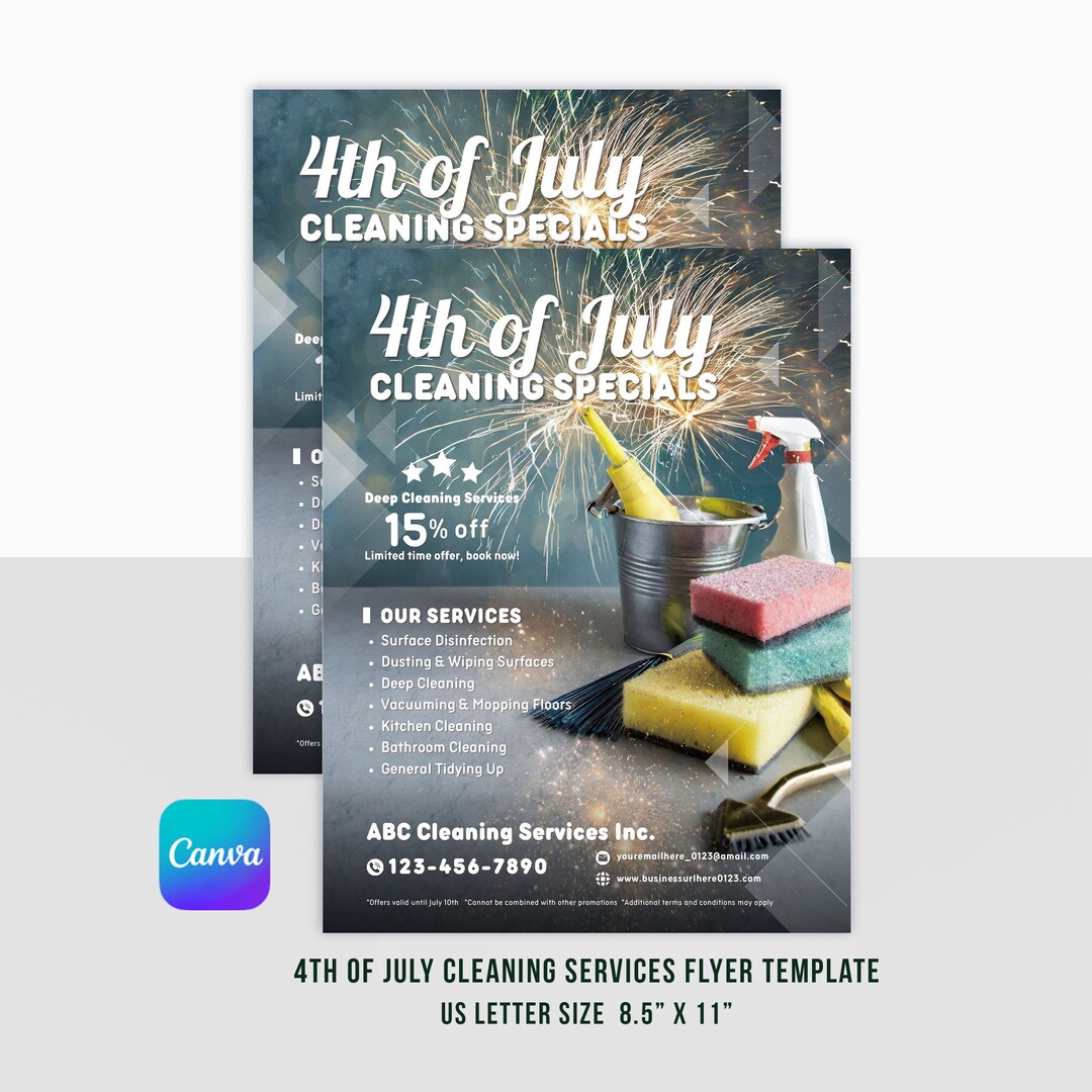 4th of July Cleaning Service Flyer | Independence Day Clean Business ...