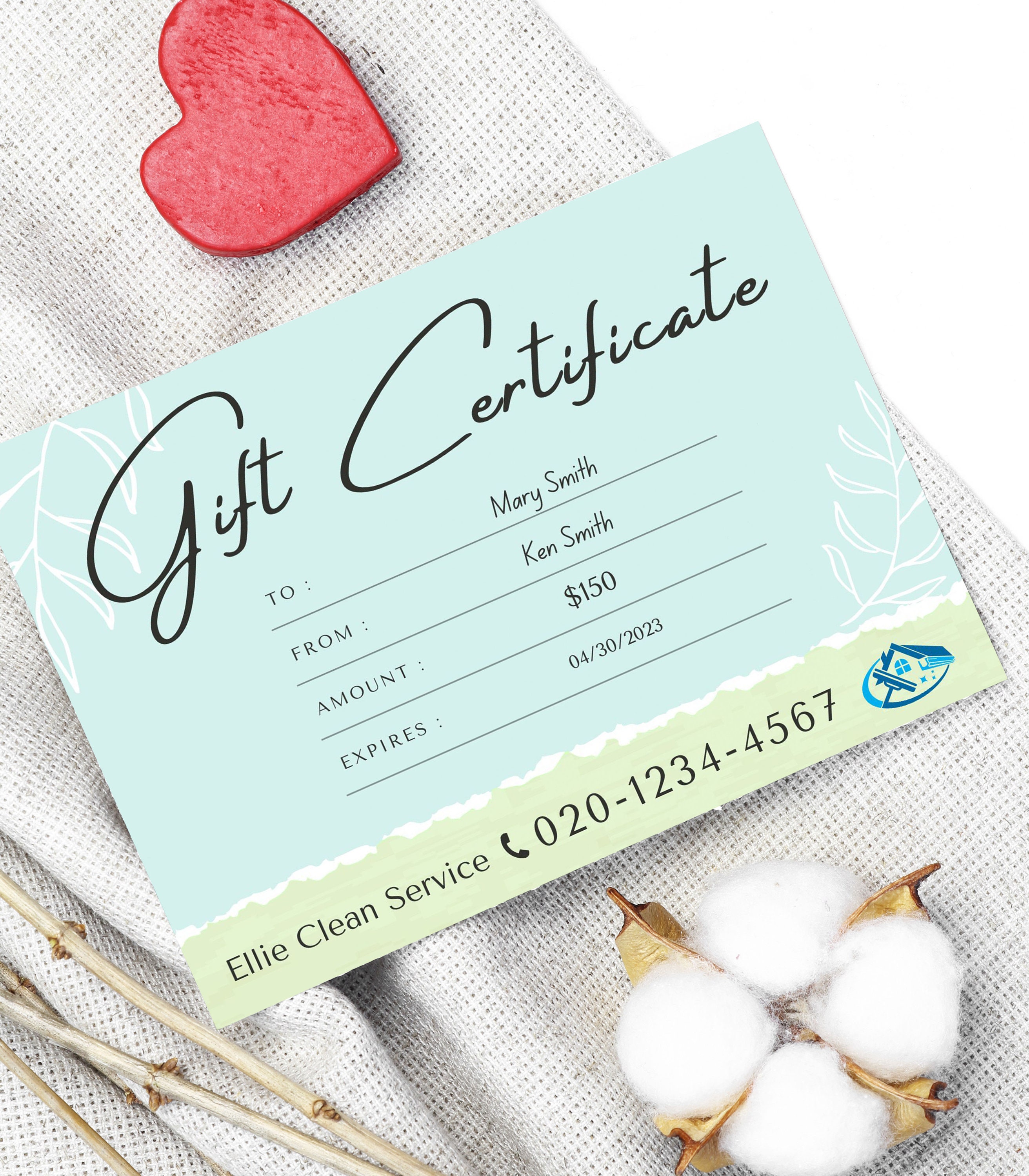 Cleaning Services Gift Certificate Template Canva Clean Business Cleaning Company Gift Voucher ...