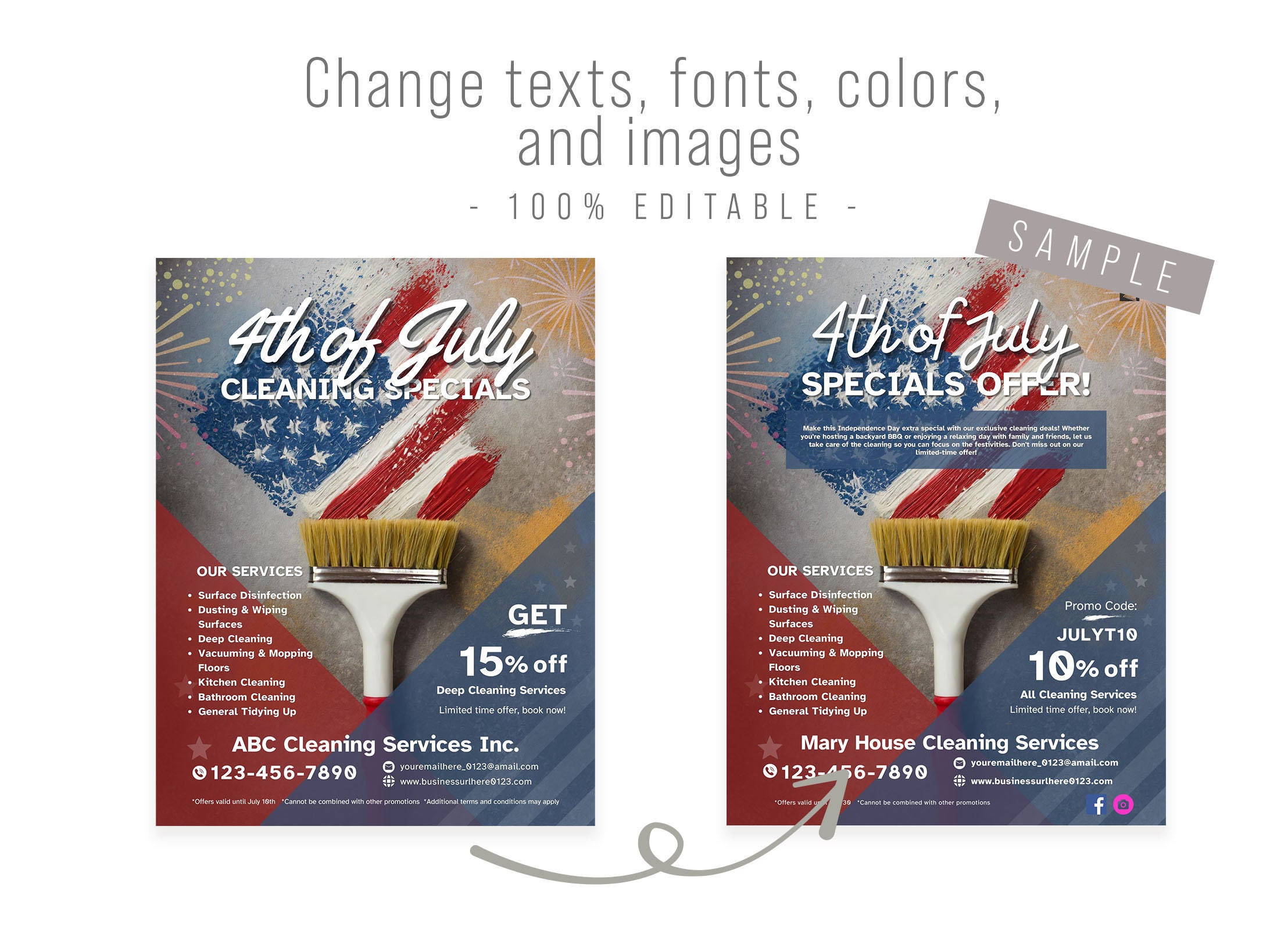 4th of July Cleaning Service Flyer Independence Day Clean Business ...