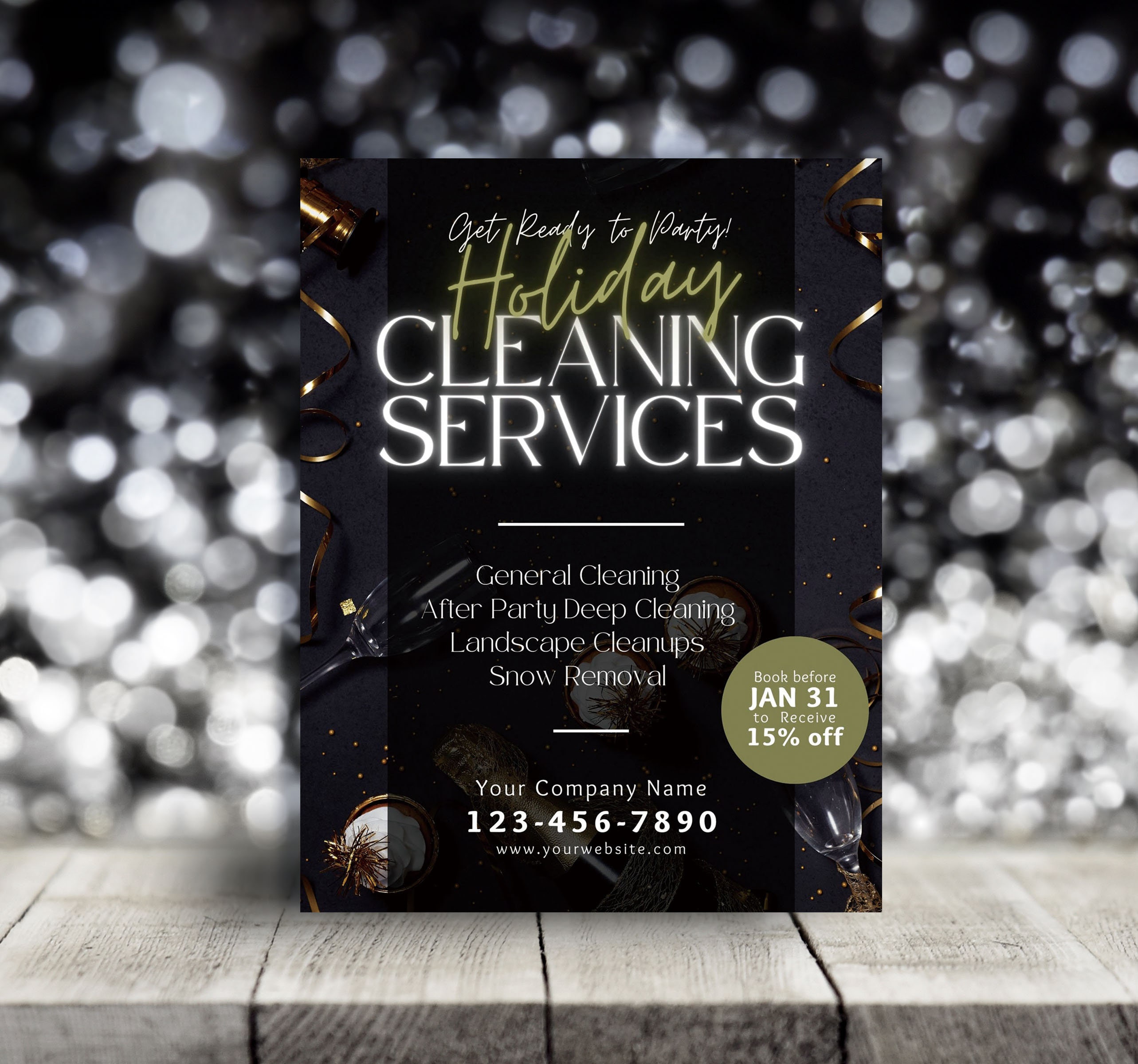 Holiday Cleaning Services Flyer Template Canva 8.5 X 11 Inch Clean ...