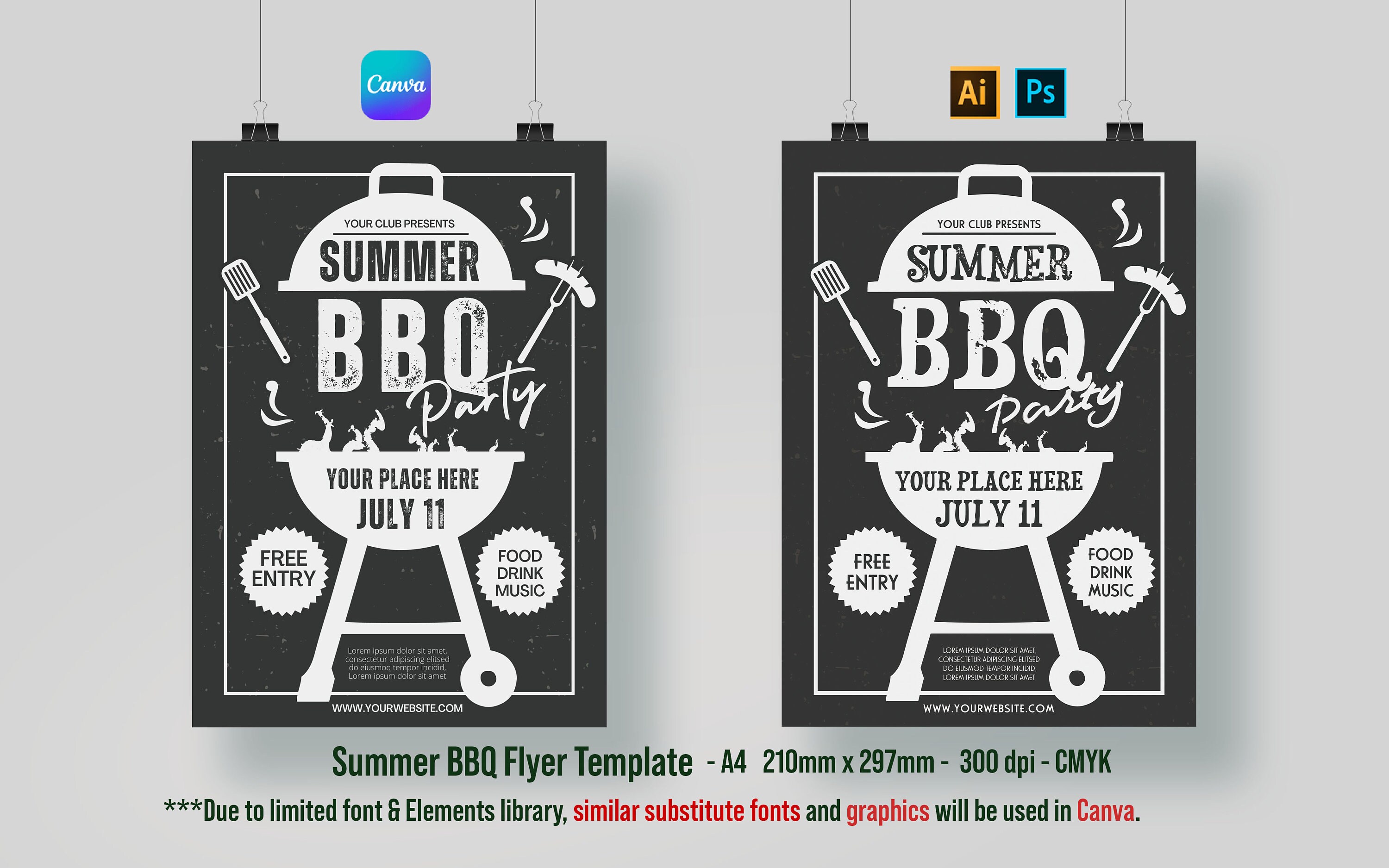 Summer BBQ Party Printable Flyer | Event Flyer Template | Cookout | AI ...