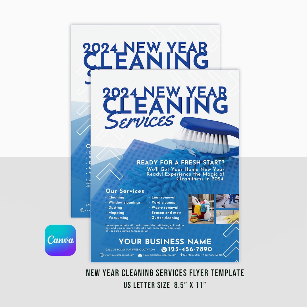 New Year Cleaning Services Flyer Template Canva 8.5 X 11 Inch Clean ...