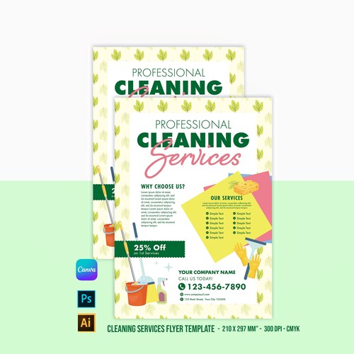 Professional Cleaning Services Printable Flyer Template - Etsy