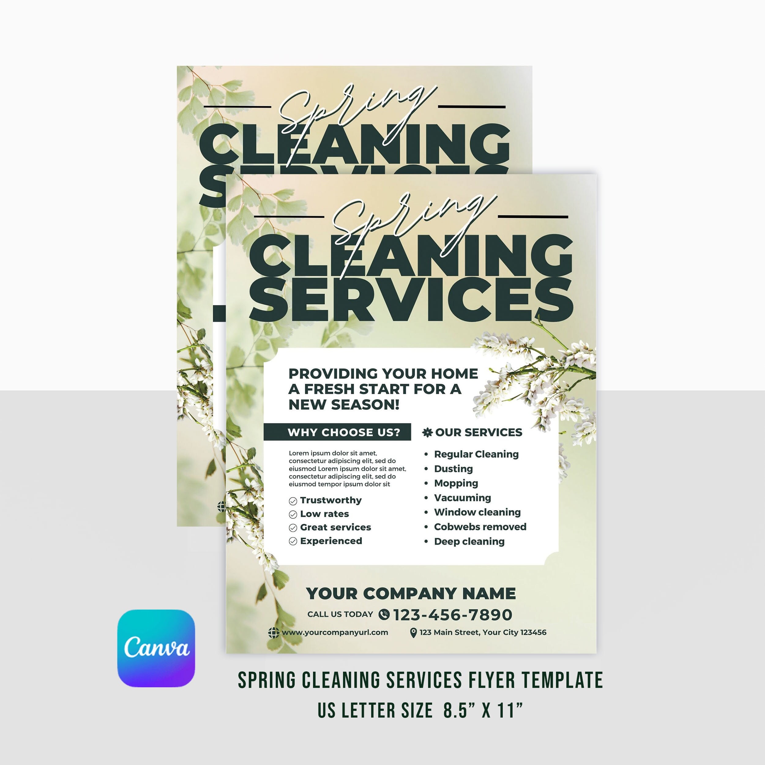 Spring Cleaning Service Printable Flyer Professional Clean Business ...