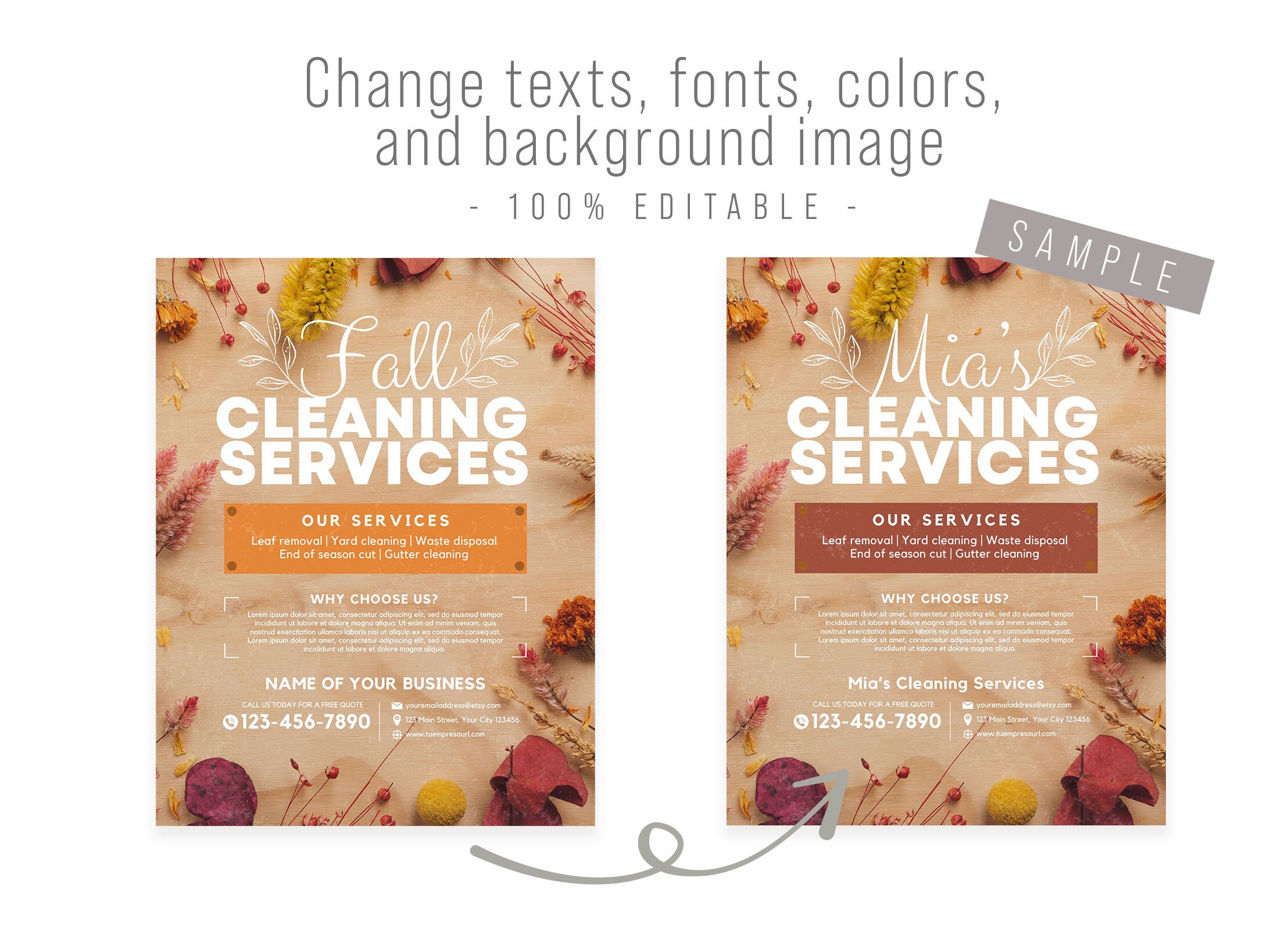 Fall Cleaning Services Flyer Template Canva US Letter Size 8.5 X 11 ...