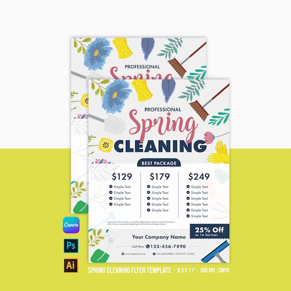 Professional Spring Cleaning Service Printable Flyer Modern - Etsy