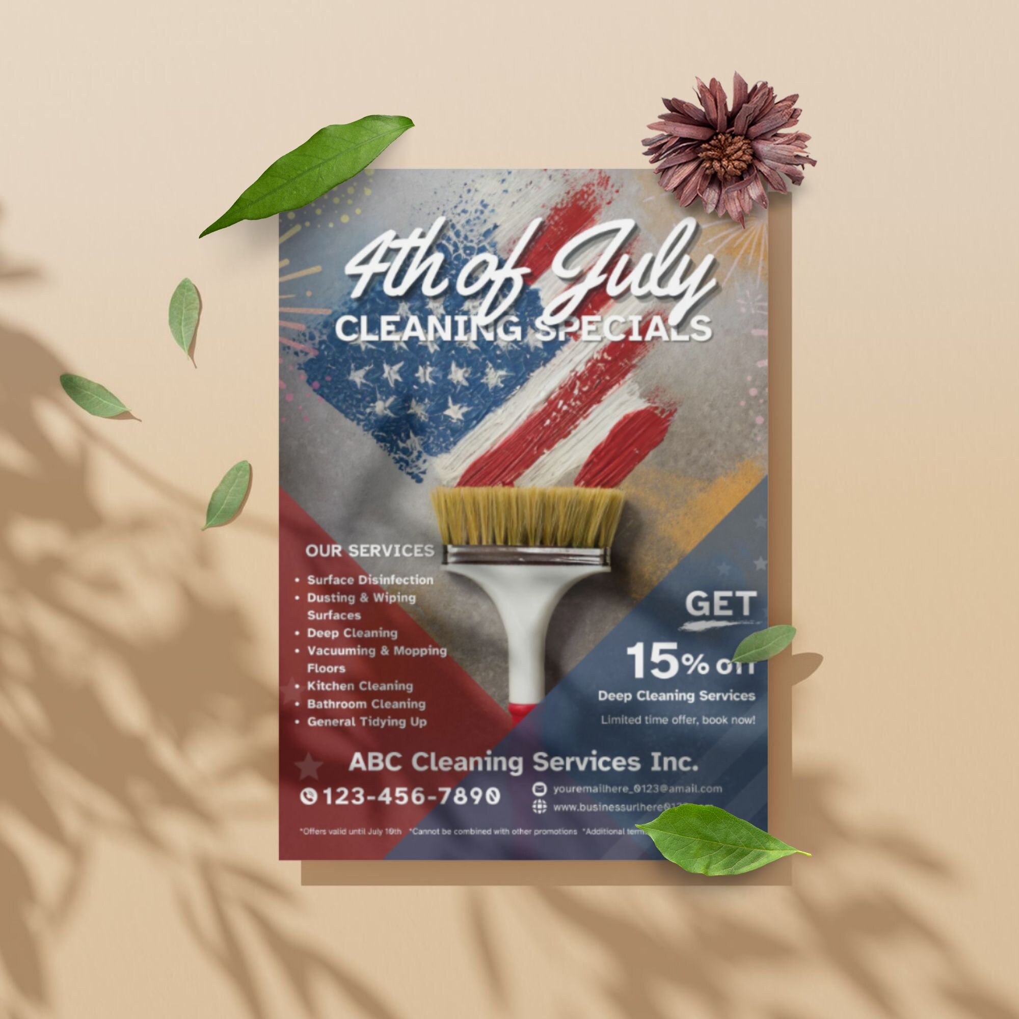 4th of July Cleaning Service Flyer Independence Day Clean Business ...