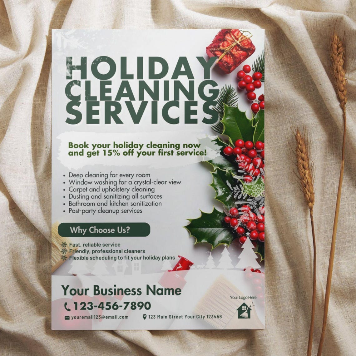 Holiday Cleaning Services Flyer Template | Canva | 8.5 X 11 Inch ...