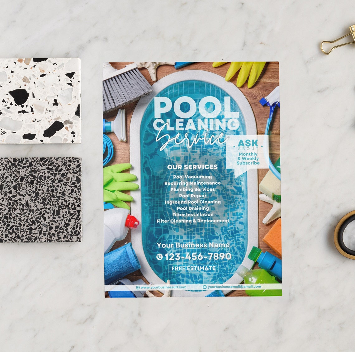 Pool Cleaning Service Flyer | Summertime Professional Clean Business ...