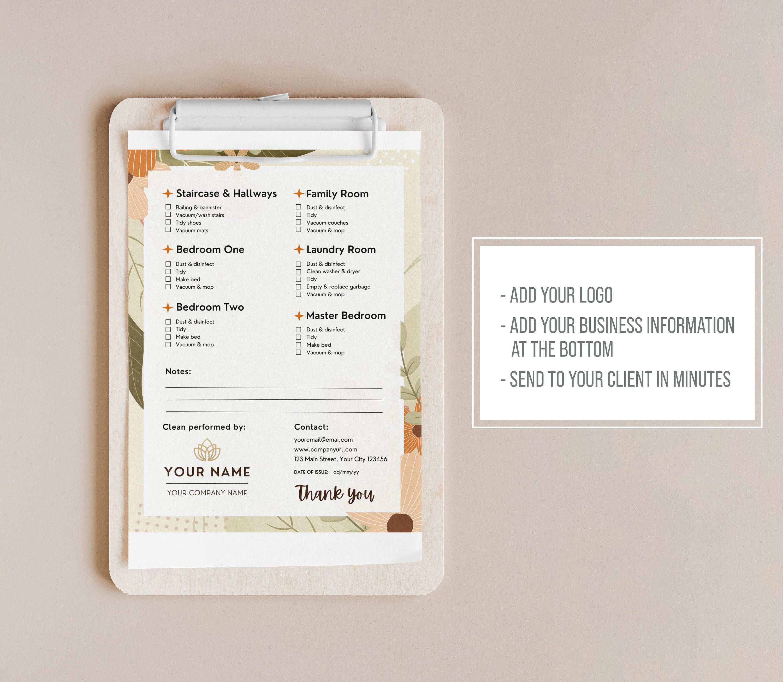 Cleaning Services Checklist Template Canva US Letter Size Residential ...
