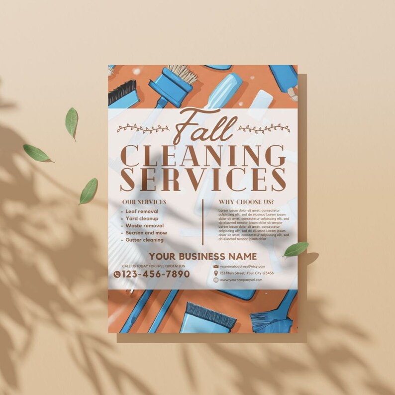 Fall Cleaning Services Flyer Template | Canva | US Letter Size 8.5" X ...
