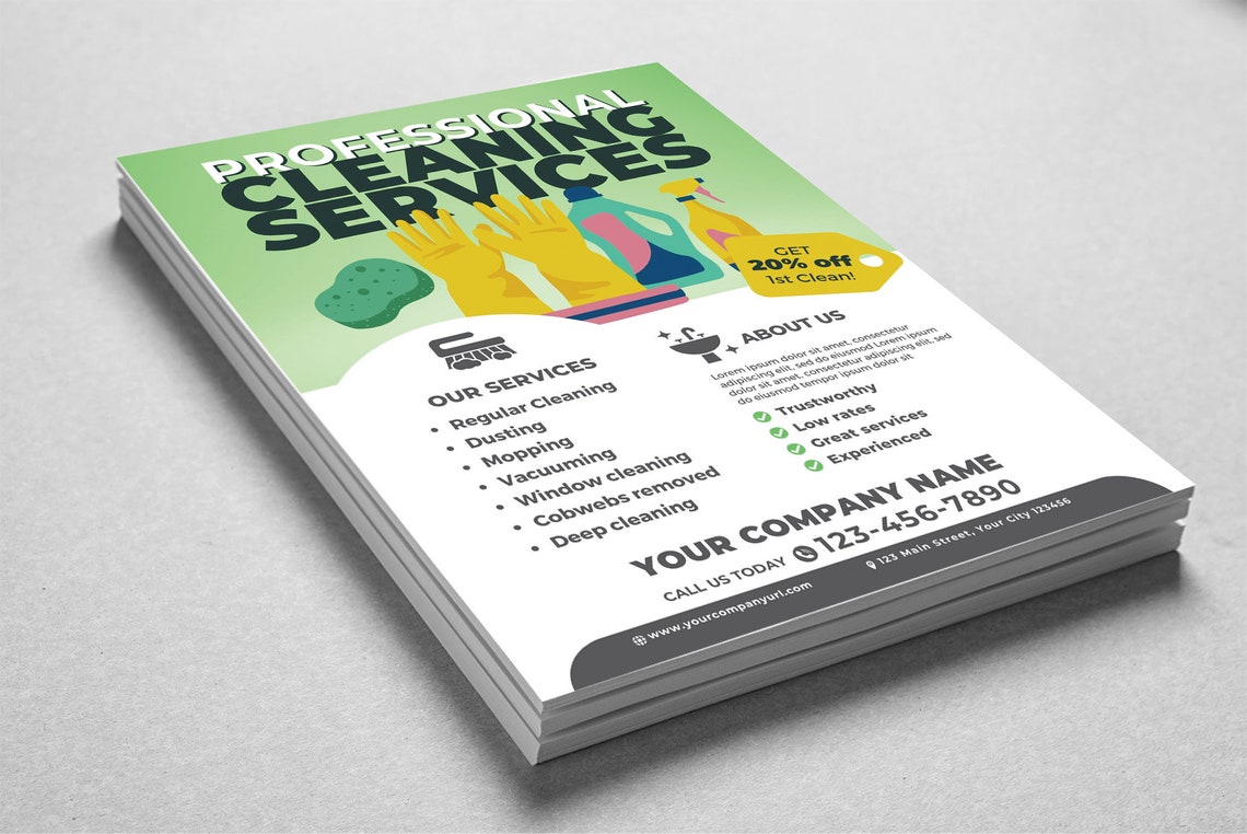 Professional Cleaning Service Flyer Template Canva US Letter Size 8.5 X ...