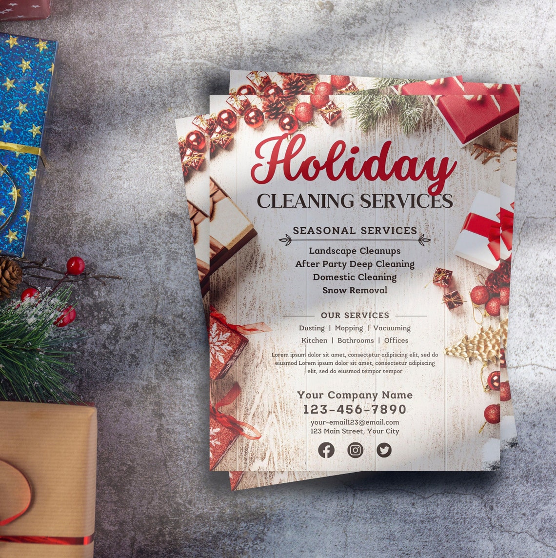 Holiday Cleaning Services Flyer Template | Canva | 8.5 X 11 Inch ...