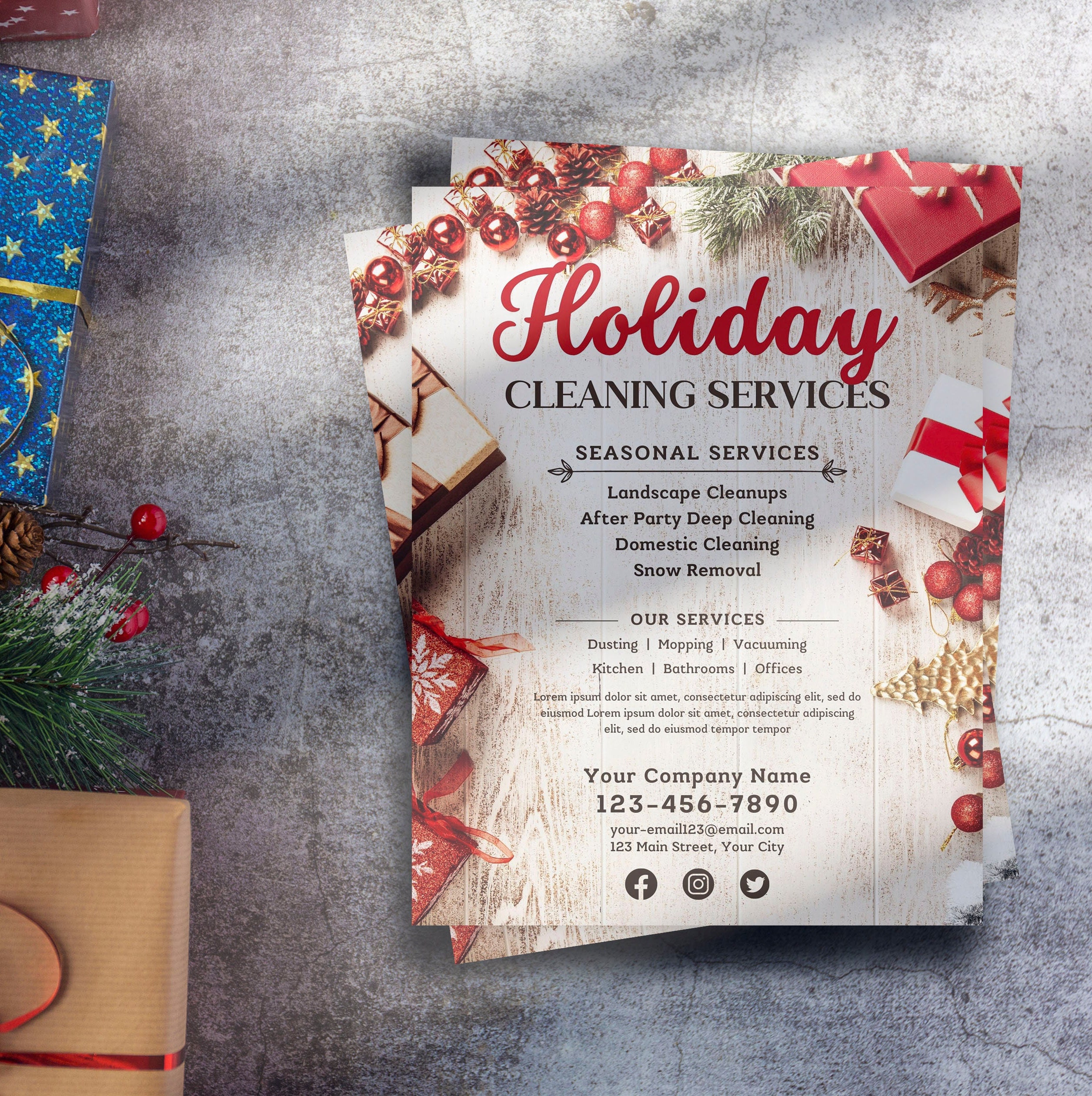 Holiday Cleaning Services Flyer Template | Canva | 8.5 X 11 Inch ...