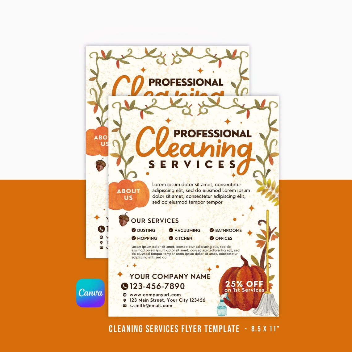 Professional Cleaning Services Printable Flyer Template Canva 8.5 X 11 ...