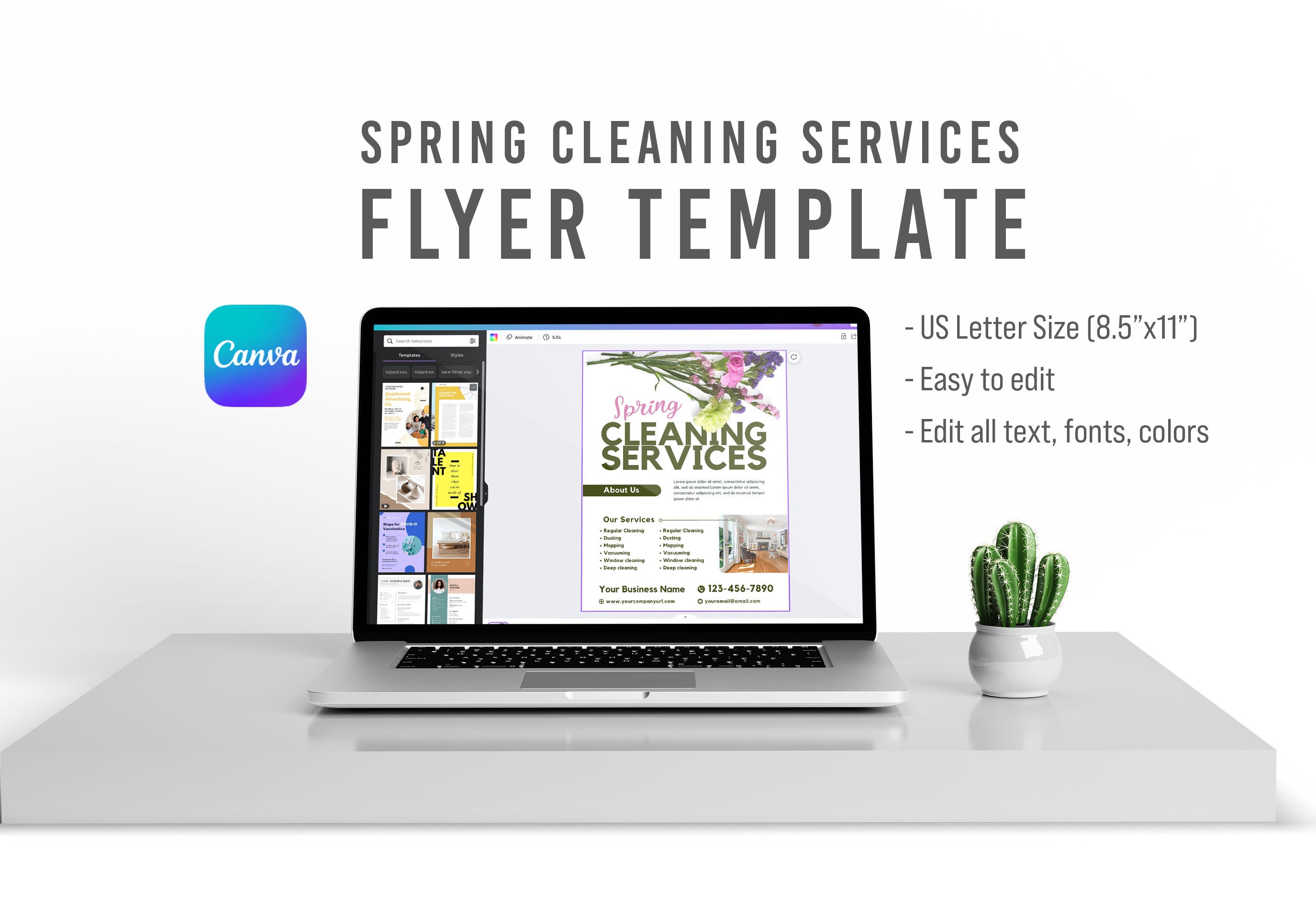 Spring Cleaning Service Editable Flyer Professional Clean Business ...